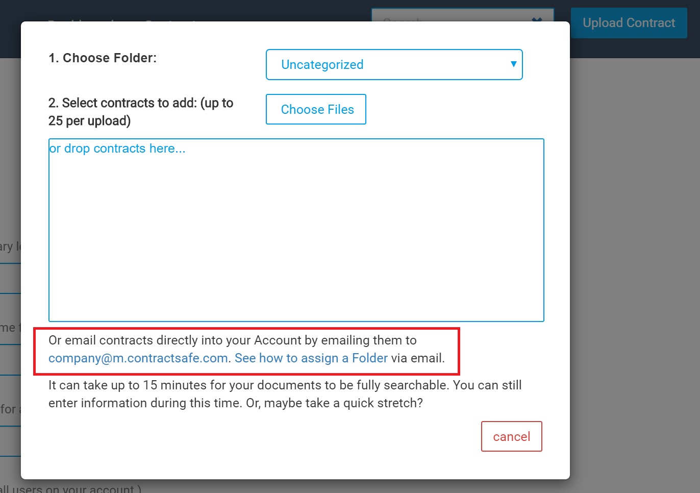 How do I email documents into ContractSafe?